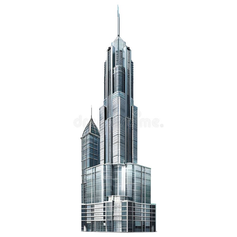 3D Rendering of a Big Skyscraper Building on Transparent Background ...