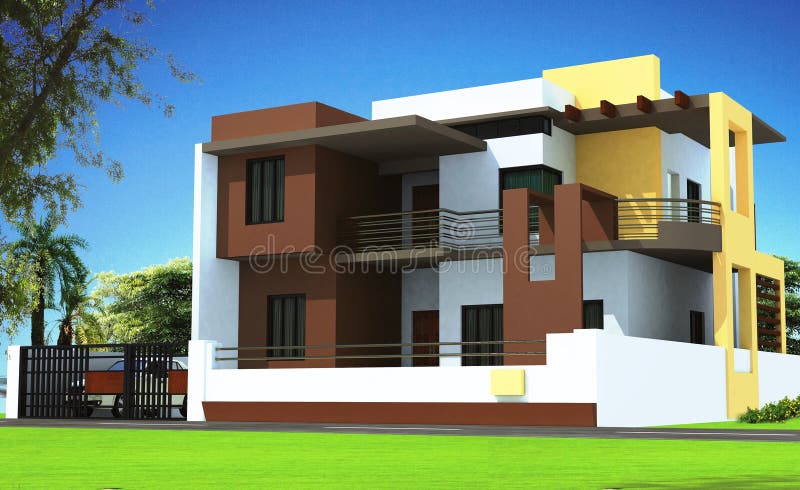 3D Rendering of a Big Two Storage House with a Modern Design Stock ...