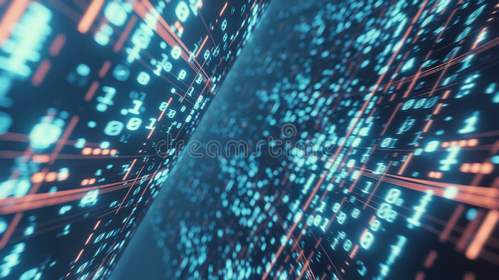 Binary Data with Dots and Lines. Concept for Big Data, Deep Machine ...