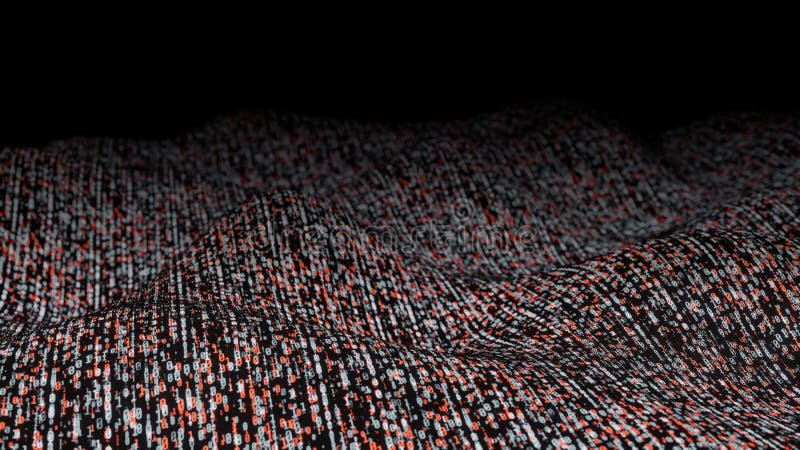 3d Rendering Of Binary Data On Wavy Texture Surface Stream Of Digital