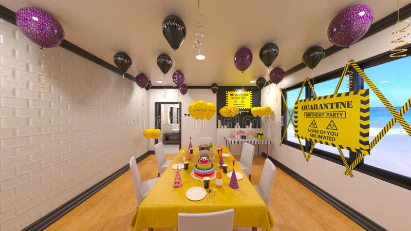 3D Rendering of the Birthday Party Venue Stock Illustration ...