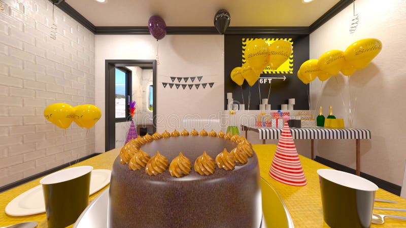 3D Rendering of the Birthday Party Venue Stock Illustration ...