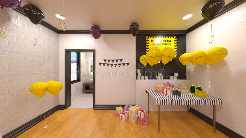 3D Rendering of the Birthday Party Venue Stock Illustration ...