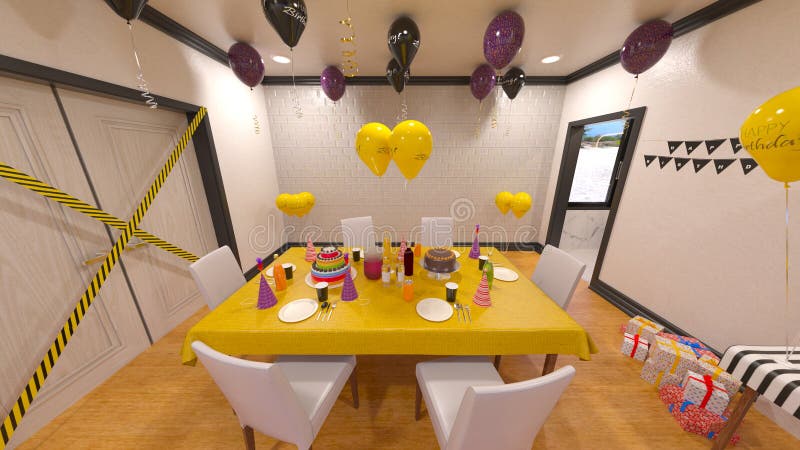 3D Rendering of the Birthday Party Venue Stock Illustration ...