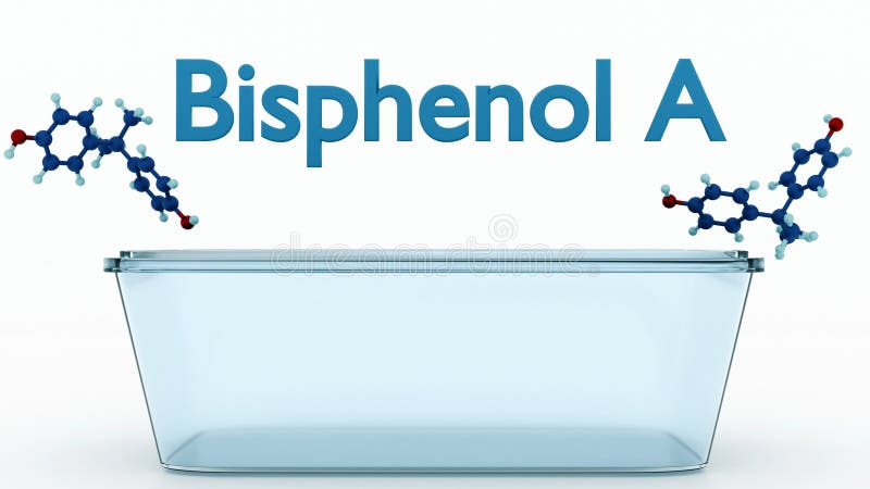 3d Rendering of Bisphenol a or BPA Molecules and Plastic Container ...