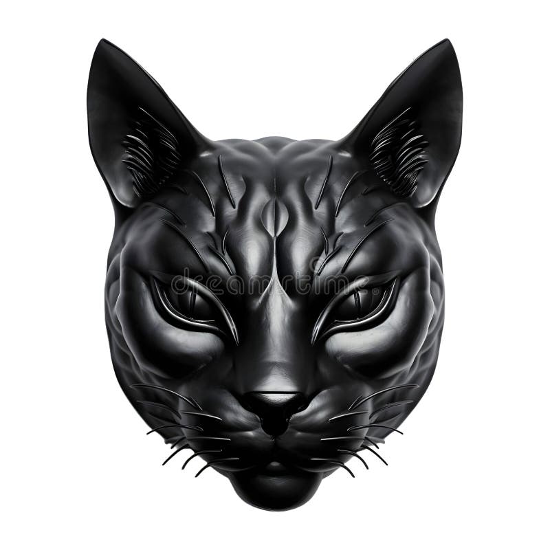 3D Rendering of a Black Cat Mask on Transparent Background - Ai ...