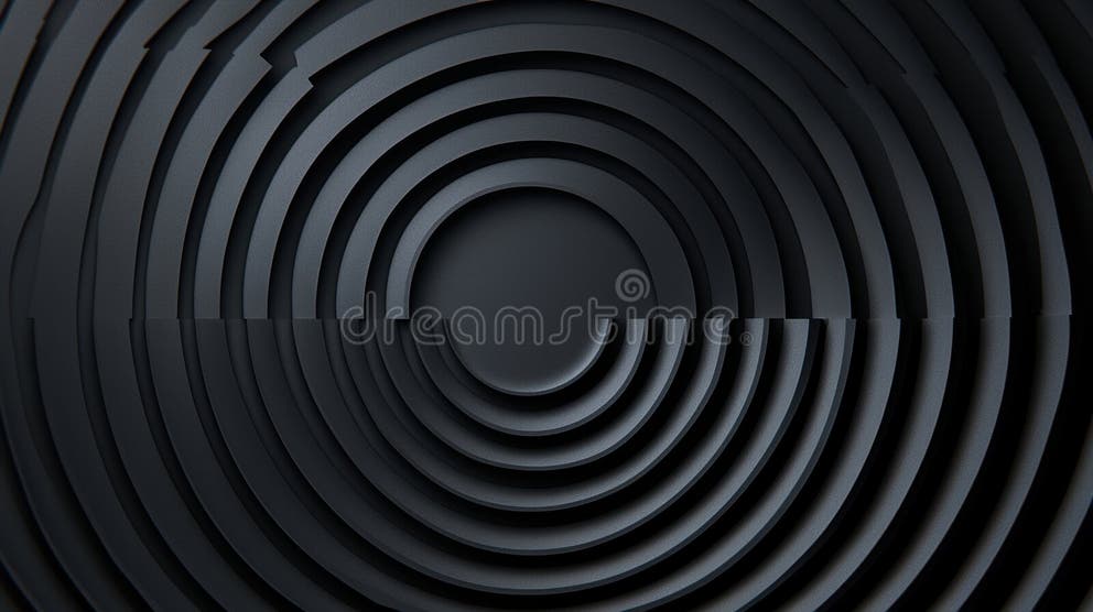 A 3D Rendering of a Black, Circular Wall with Concentric Circles and a ...