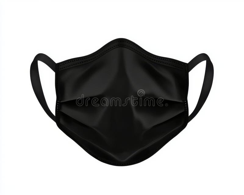 3D Rendering of Black Face Mask Front View, Dark Dust Mask on White ...