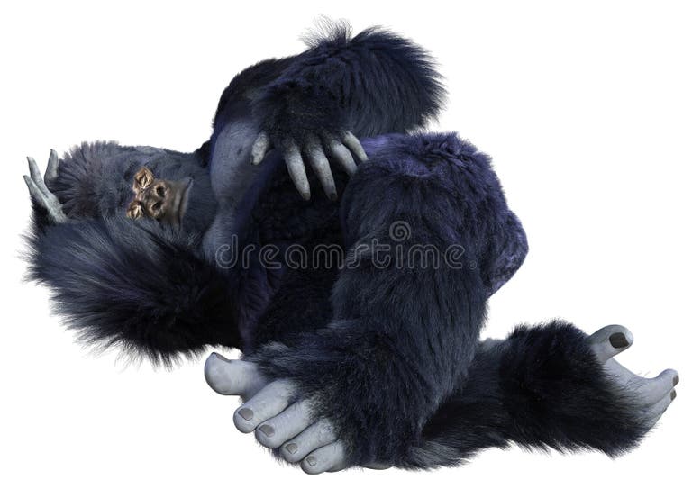 3D Rendering Black Gorilla Ape on White Stock Illustration ...