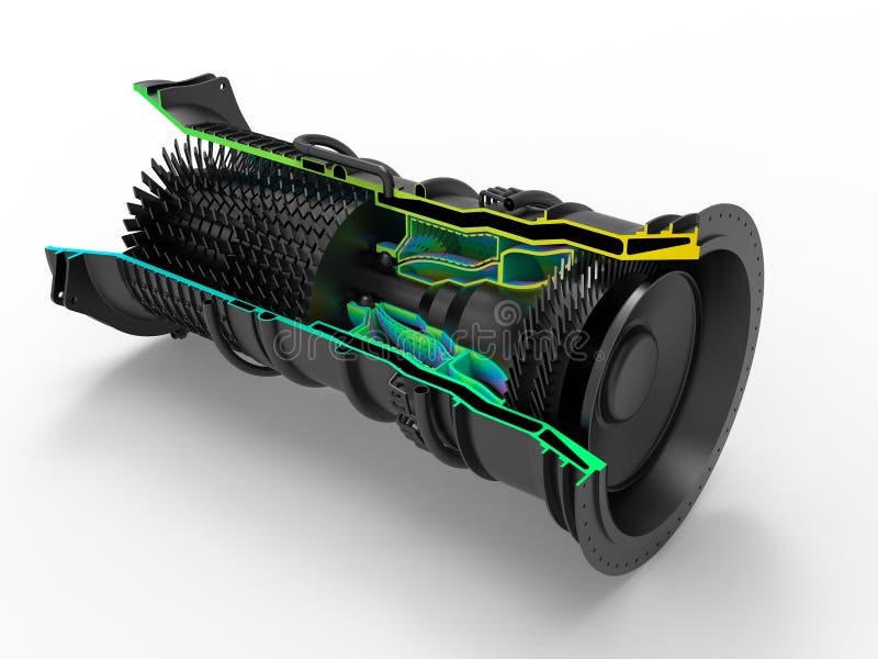 3D Rendering - Black Jet Engine Cutout FEA Study of the Housing Stock ...