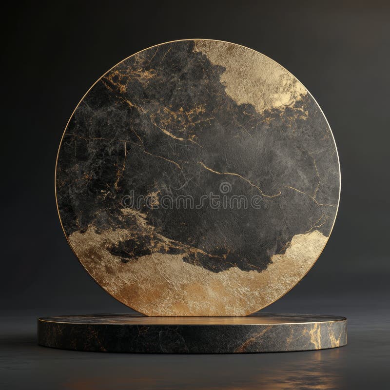 3d Rendering of a Black Marble Podium with a Map on it. Stock ...