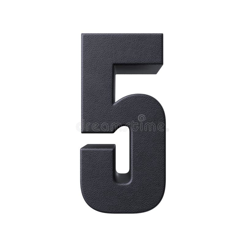 3D Rendering of a Black Number "5" Isolated on White Background Stock ...