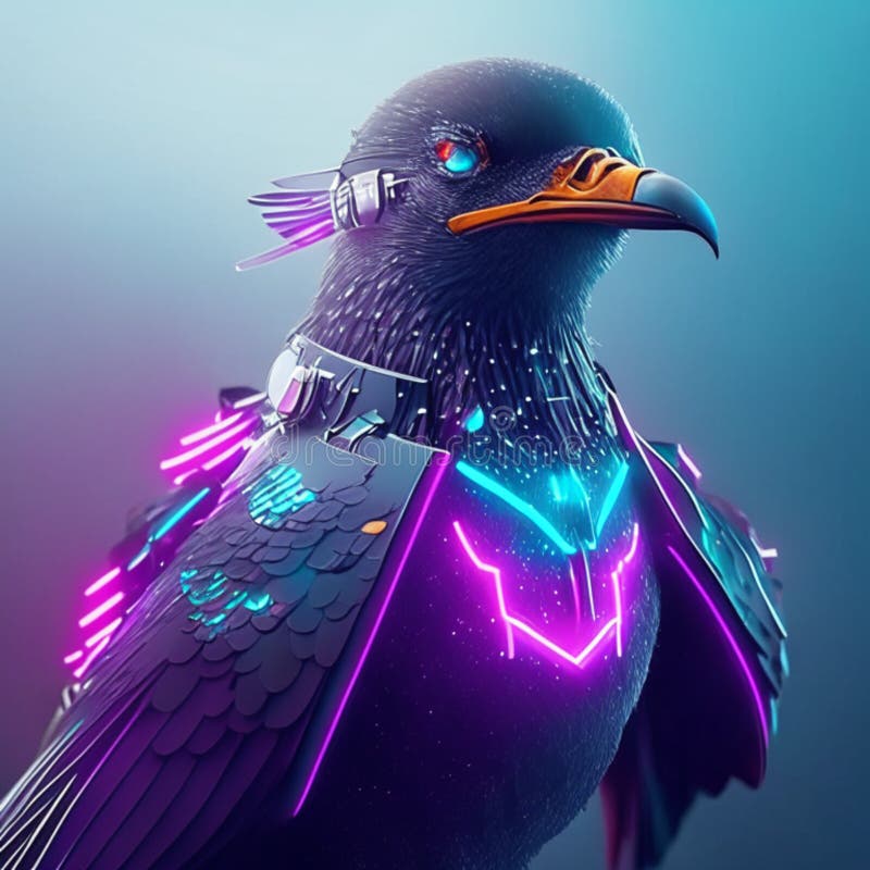 3D Rendering of a Raven Flying in the Night Sky with Fire Generative AI ...