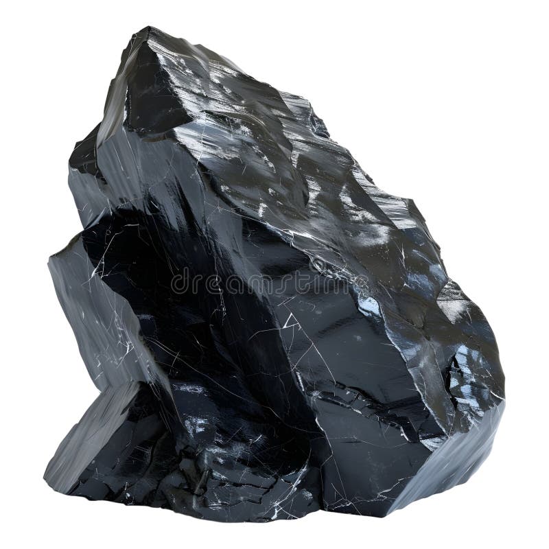 3D Rendering of a Black Shining Stone on Transparent Background - Ai ...