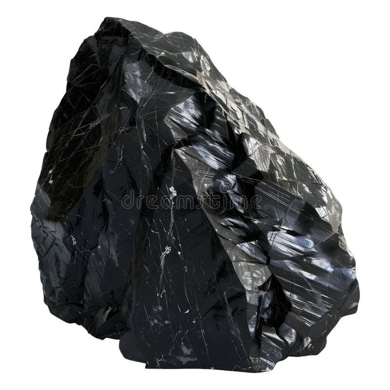 3D Rendering of a Black Shining Stone on Transparent Background - Ai ...