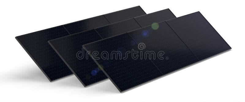 3D Rendering of Black Solar Panels Isolated on White Backgrou Stock ...
