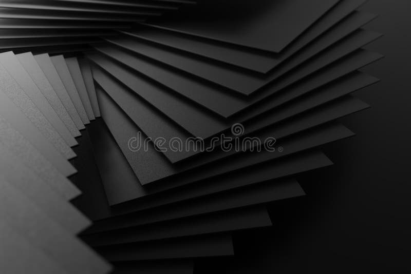 3D Rendering of Black Stacked Squares on Black Matte Surface Stock ...