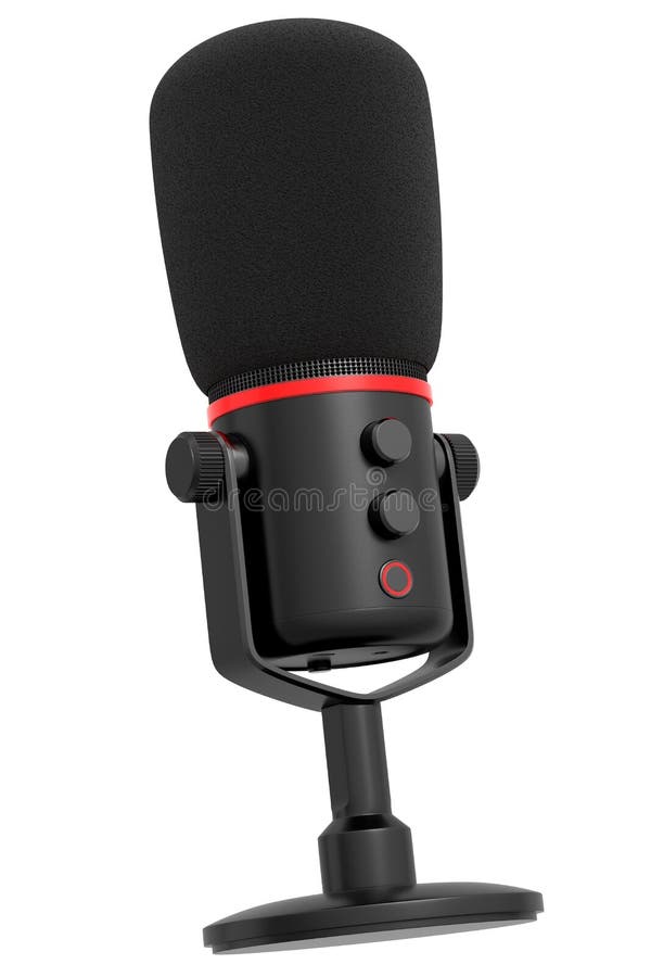 3D Rendering of Black Studio Condenser Microphone Isolated on White ...