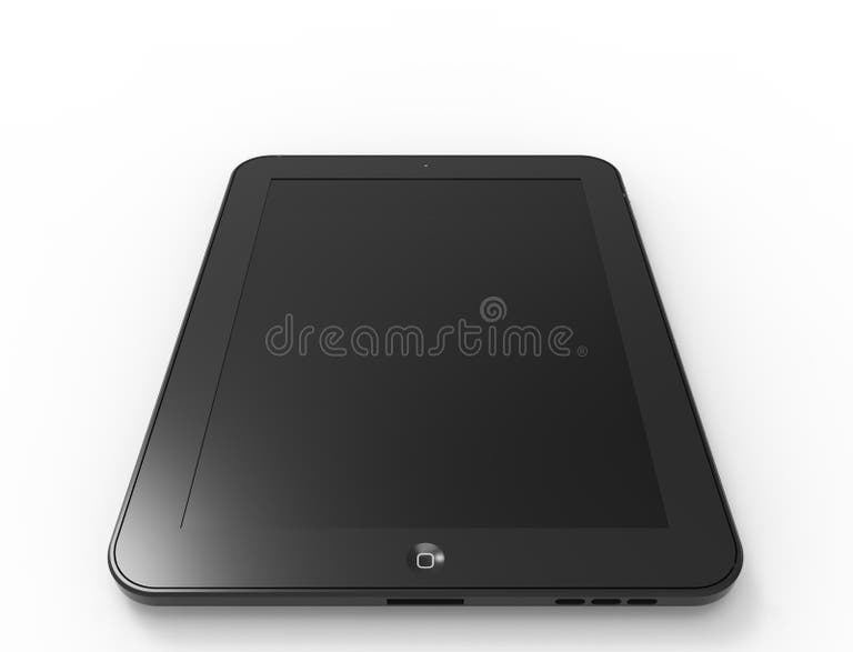 3D Rendering of a Black Touch Screen Tablet Isolated on White ...