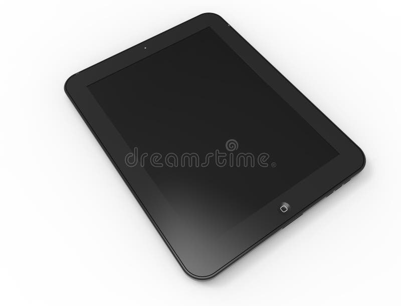 3D Rendering of a Black Touch Screen Tablet Isolated on White ...