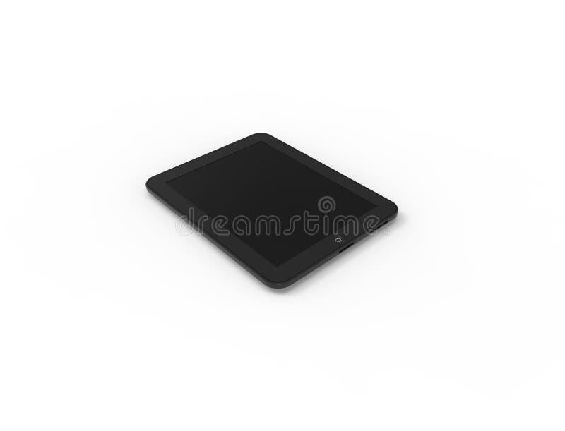 3D Rendering of a Black Touch Screen Tablet Isolated on White ...