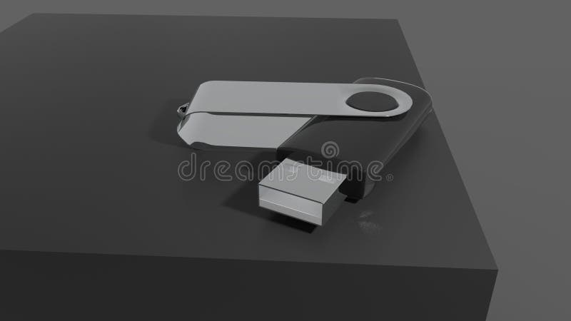 3d Rendering of a Black Usb Stick in Dark Studio Background Stock ...