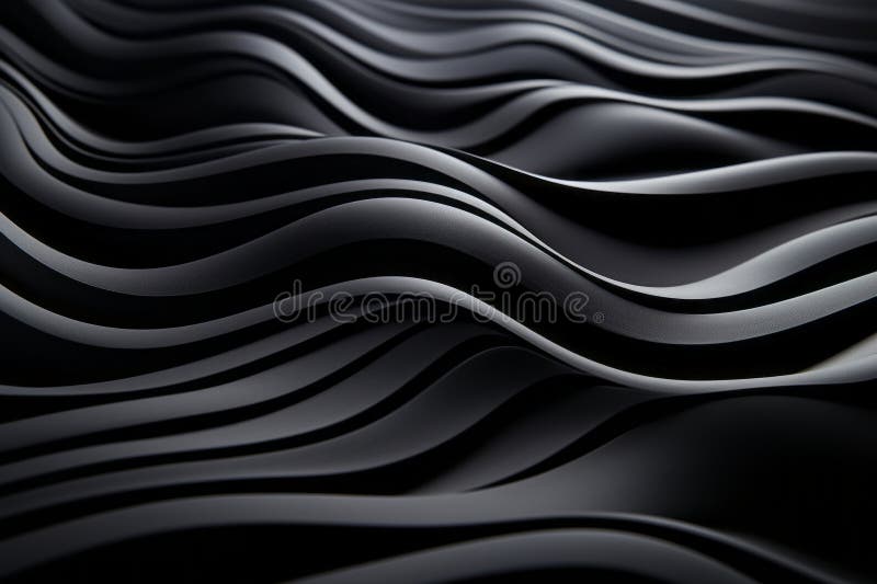 3d Rendering of Black Waves on a Black Background Stock Illustration ...