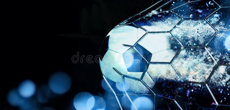 3d Rendering Black and White Patterned Soccer Ball Breaking through the ...