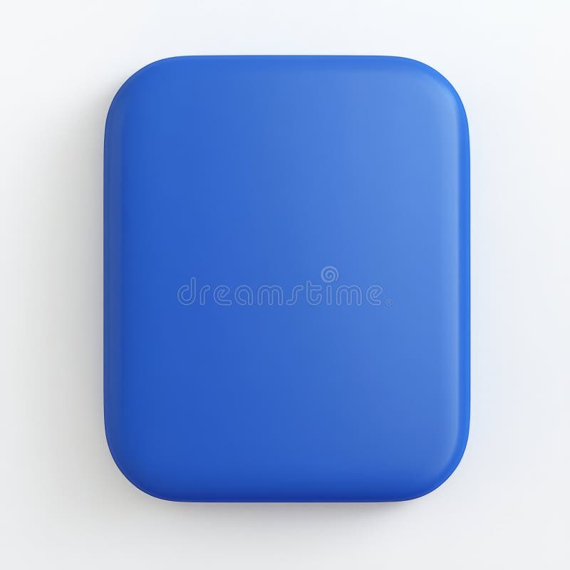 A 3D Rendering of a Blank Mobile App Icon or Button, Featuring a Blue ...