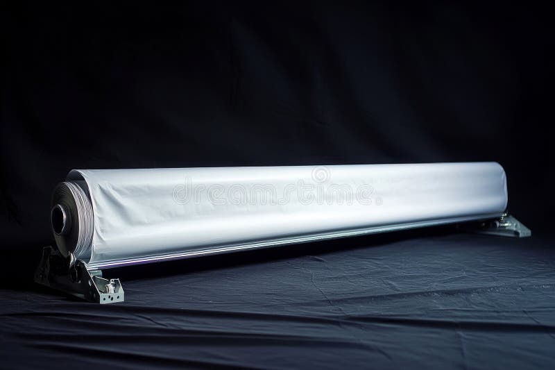 3D Rendering of a Blank Roll-up Banner in a Studio Setting with a ...