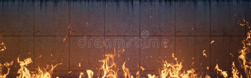Blazing Fire in Front of Concrete Slabs Stock Illustration ...