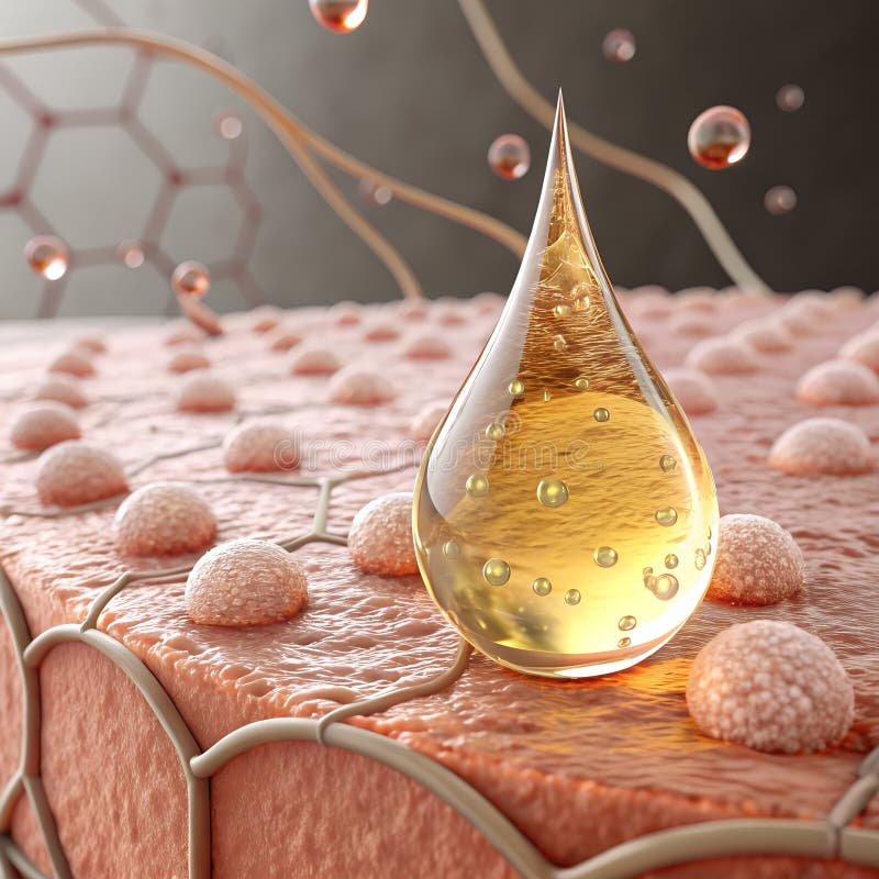 3d Rendering of Blood Cells and a Drop of Oil on the Surface Stock ...