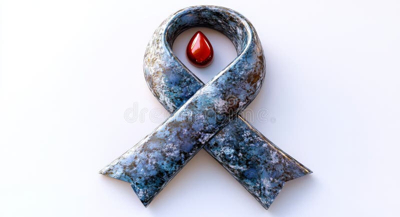 A 3D Rendering of the Blood Donation Awareness Ribbon, Isolated on a ...