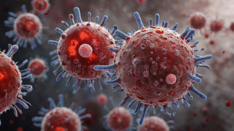 3d Rendering Blood Infection with Bacteria and Virus Cells. Stock ...