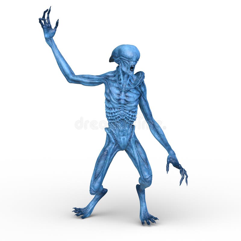 3D Rendering of a Blue Alien Stock Illustration - Illustration of claws ...