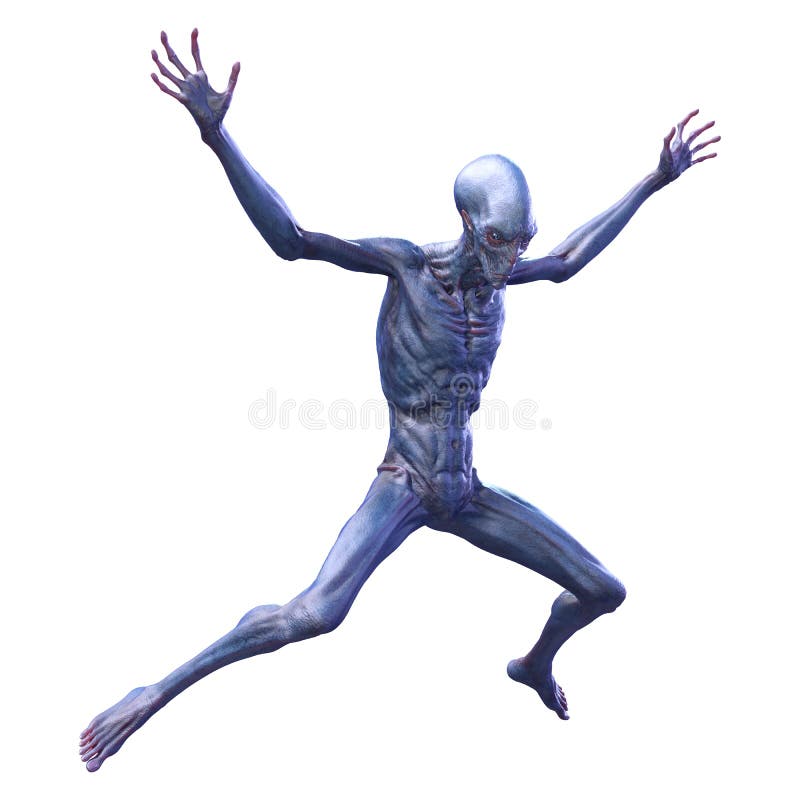 3D Rendering Blue Alien on White Stock Illustration - Illustration of ...
