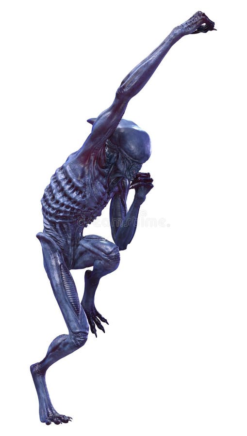 3D Rendering Blue Alien on White Stock Illustration - Illustration of ...