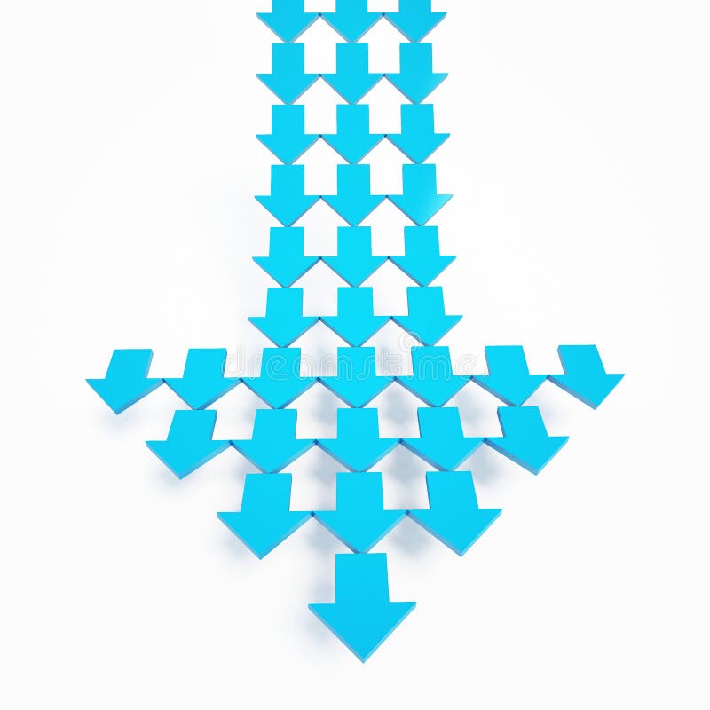 3d Rendering Blue Arrow on White Background Stock Illustration ...
