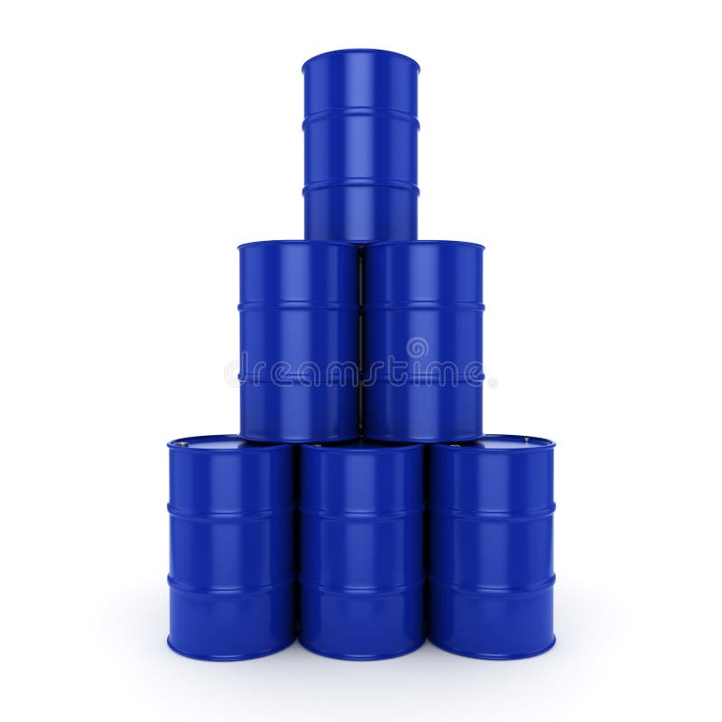 3D rendering blue barrels stock illustration. Illustration of material ...