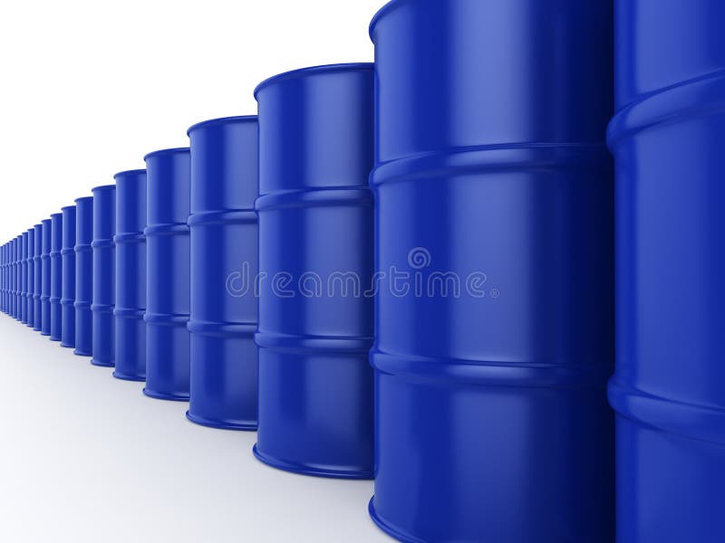 3D rendering blue barrels stock illustration. Illustration of heap ...