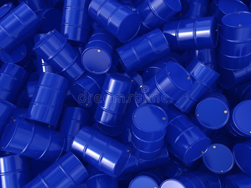 3D rendering blue barrels stock illustration. Illustration of ...