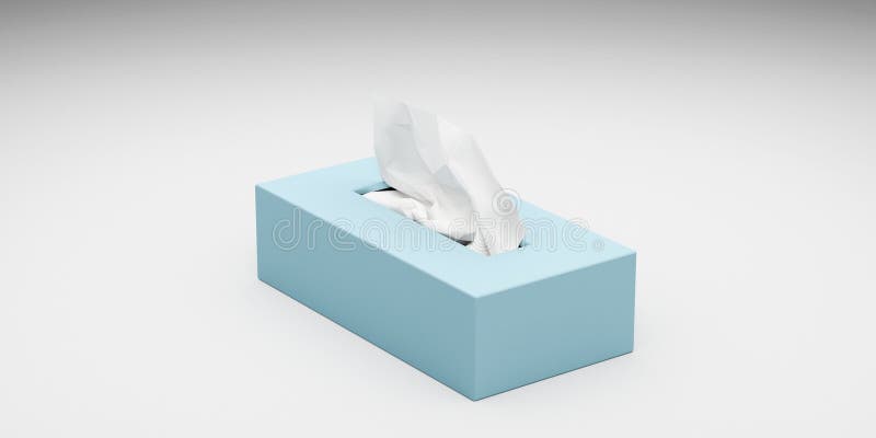 3D Rendering of a Blue Box with Paper Tissues Isolated on White ...