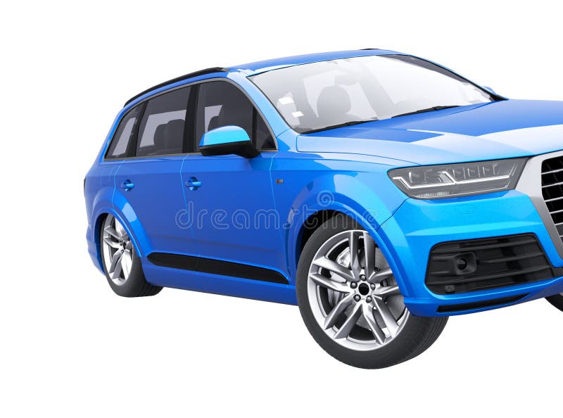 3d Rendering Blue Car Skid Concept on White Background No Shadow Stock ...