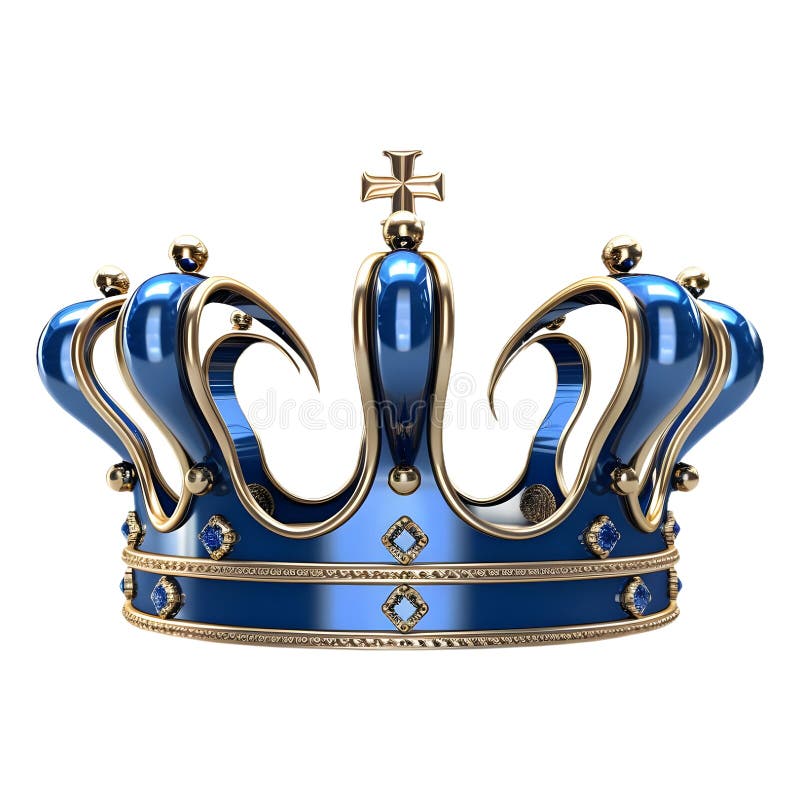 3D Rendering of a Blue Color King Crown on Transparent Background - Ai ...