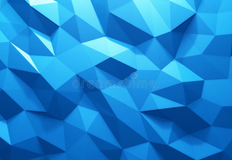 3D Rendering Blue Color Triangle Geometrical Chaos Background Stock ...