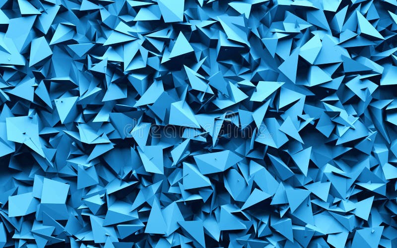 3D Rendering Blue Color Triangle Geometrical Chaos Background Stock ...