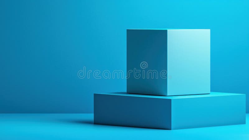 A 3D Rendering of a Blue Cube on a Platform. Stock Illustration ...