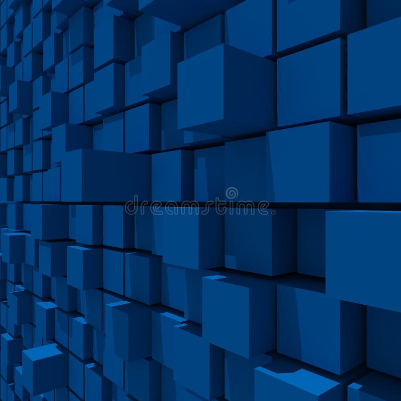 3d Rendering of Blue Cubic Random Level Background. Stock Illustration ...