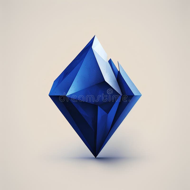 3d Rendering of a Blue Diamond in a Low Poly Style. Stock Illustration ...