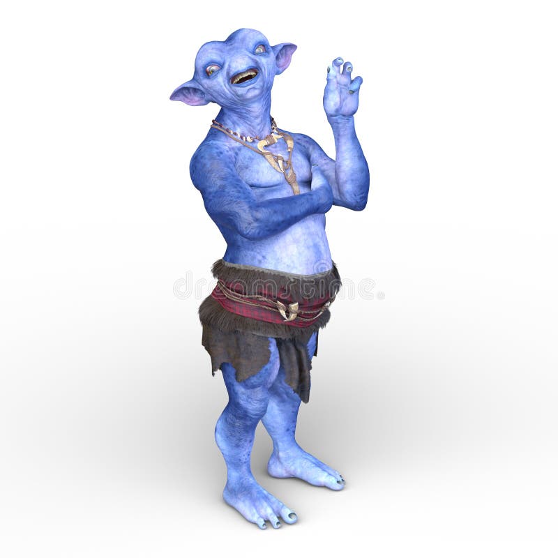 3D rendering of blue dwarf stock illustration. Illustration of fairy ...